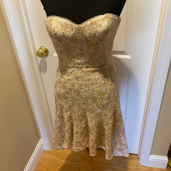 BCBGMaxAzria | Dresses | Cream Colored Dress With Orange Cream White ...